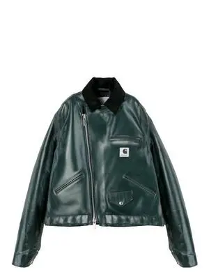 Sacai X Carhartt Wip Leather Biker Jacket - Green