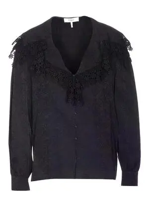 Chloé Lace-trim Long-sleeve Blouse - Black