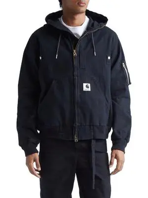 Sacai X Carhartt Wip Washed Duck Canvas Jacket - Black