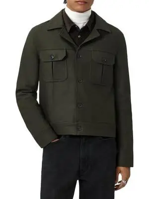 John Varvatos Wool-blend Twill Jacket - Army Green