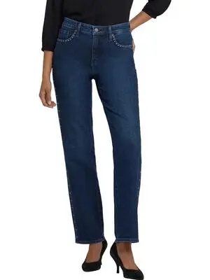 NYDJ Rhinestone Ankle Straight Leg Jeans - Louvre Sapphire