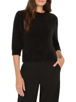 NIC+ZOE Cozy Chic Elbow Sleeve Sweater - Black Onyx