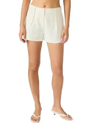 Steve Madden Minette Textured Stripe High-waisted Shorts - Natural