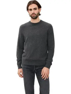 Theory Hilles Crew Sweater In Cashmere Charcoal Melange