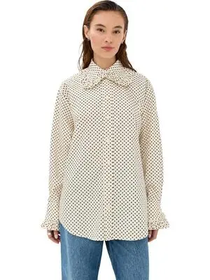 TANNER FLETCHER Pippa Polka-Dot Button Down Shirt