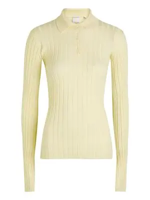 Calvin Klein Ribbed Wool Polo Top - Yellow Light