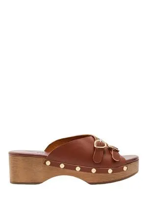 ANCIENT GREEK SANDALS Natali Sabot Leather Flatform Sandals - Tan