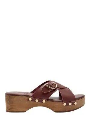 ANCIENT GREEK SANDALS Marilisa Crossover Leather Clogs - Brown