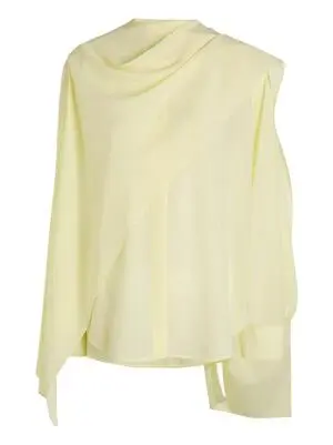 Calvin Klein Kiki Scarf-effect Silk-crepe Blouse - Yellow Lemon