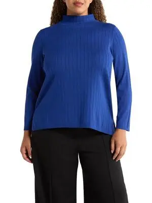Jones New York Funnel Neck Wide Rib Sweater - Sapphire