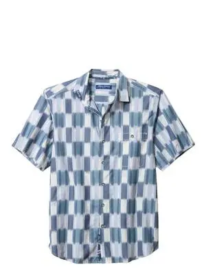 Tommy Bahama Tortola Villa Batik Short Sleeve Button-up Shirt - Indigo Tide