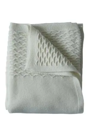 EVANGELINE Knit Lambswool Throw - Pearl/scallop