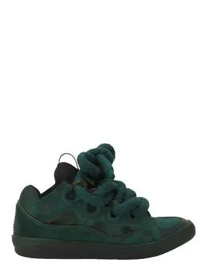 LANVIN Curb Leather Sneakers With Snake Laces Green/black
