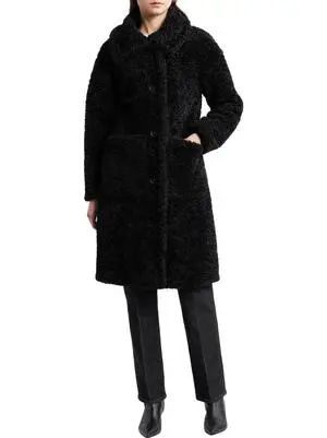 Bcbgmaxazria Long Teddy Fleece Coat - Black