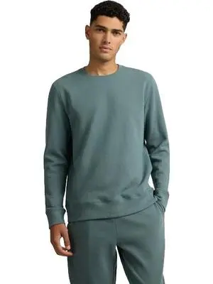 Onia Heavyweight Cotton Waffle Crewneck Sweatshirt - Fern