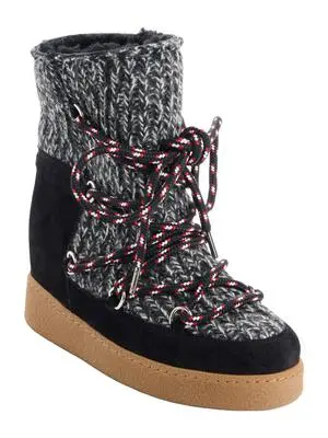 Isabel Marant Nowla Mixed Media Snow Boots - Black