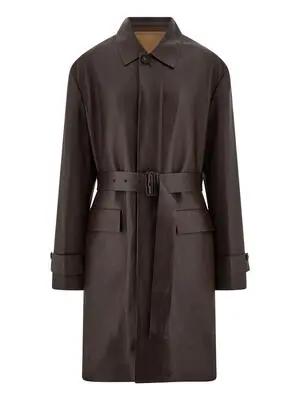 FERRAGAMO Deerskin Belted Coat Brown