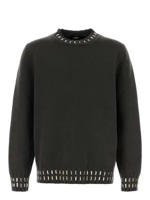 Fendi Charcoal Wool-cashmere Knitwear - Grey