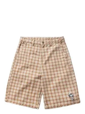BUTTER GOODS Cotton Work Shorts - Sandstone Plaid