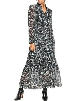 NIC+ZOE Anabelle Cheetah Print Long Sleeve Dress - Black Multi
