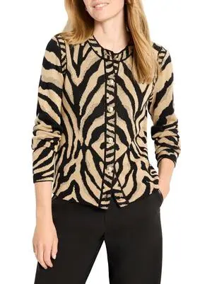 NIC+ZOE Animal Print Jacquard Cardigan - Neutral Multi