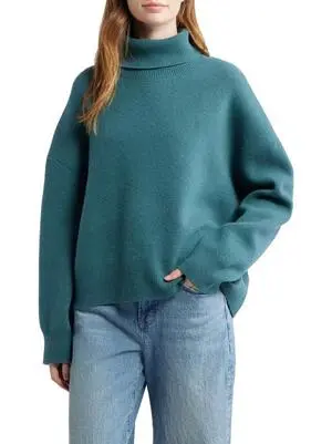 Free People Lambswool Blend Turtleneck Sweater - Cypress