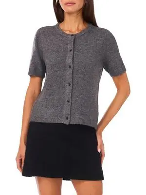 Vince Camuto Short Sleeve Cardigan - Medium Heather Grey