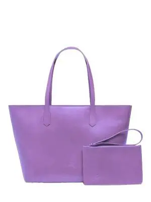 SILVER & RILEY Manila All Purpose Large Leather Carryall Tote Bag - Lilac