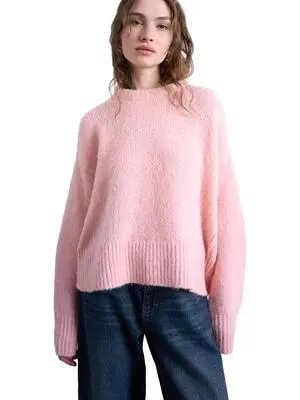 Topshop Fluffy Crewneck Sweater - Pink