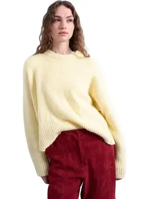 Topshop Fluffy Crewneck Sweater - Yellow