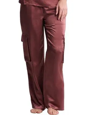 Barefoot Dreams Liquid Satin Wide Leg Cargo Pants - Canyon Rose