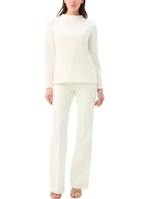 Trina Turk High Neck Suiting Top - Winter White