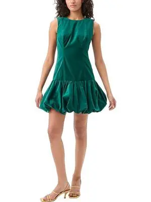 Trina Turk Splendored Bubble Hem Velvet Mini Dress - Opulent Ivy