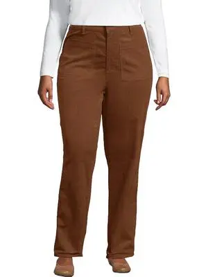 LANDS' END Corduroy High Rise Straight Leg Pants - Maple Toffee