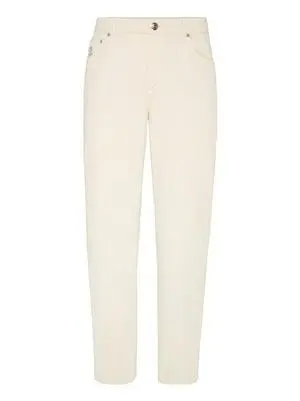 Brunello Cucinelli Garment-dyed Corduroy Trousers - Off-white