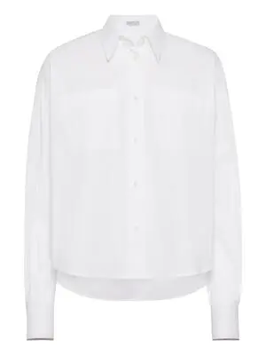 Brunello Cucinelli Button-down Shirt With Monili Detail - White