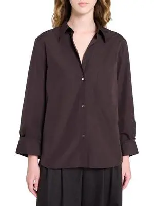 TWP Next Morning Cotton Button-up Shirt - Chocolate
