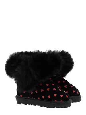 MASTER OF ARTS Heart Print Winter Boots - Black