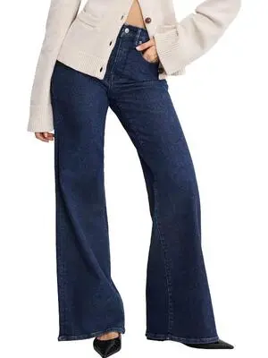 Good American Good Waist High Waist Wide Leg Palazzo Jeans - Indigo985