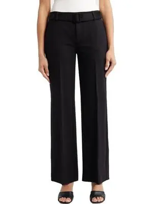 LIVERPOOL Belted Kelsey Wide Leg Pants - Black