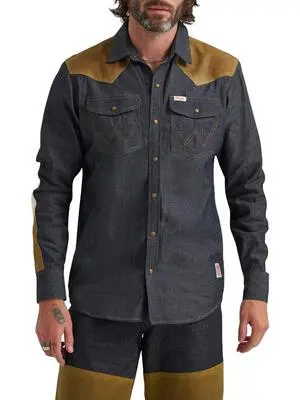 Wrangler Filson X Two-tone Denim Western Snap-up Shirt - Indigo