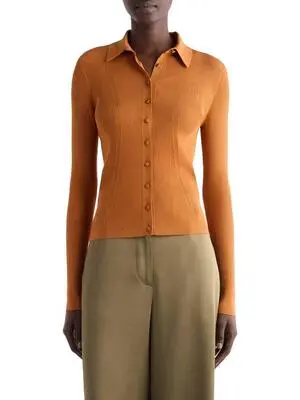 Dries Van Noten Dries Van Noten Tielt Ribbed Cardigan Rust