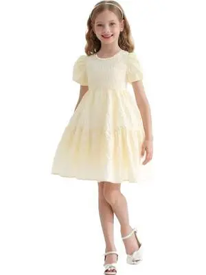 SWEET CACTUS Pearl Lined Empire Dress - Cream