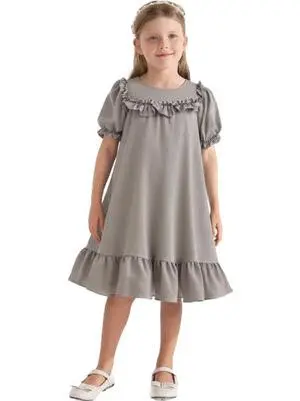 SWEET CACTUS Ruffle Berlin Dress - Grey