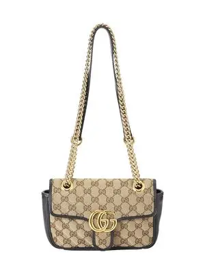 Gucci Original Gg Canvas Marmont Matelassé Small Shoulder Bag - Black