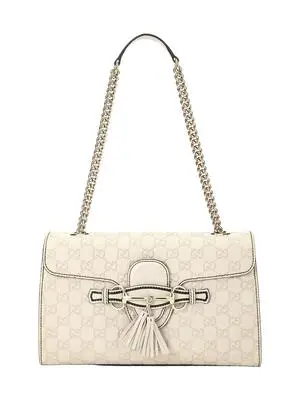 Gucci Guccissima Leather Emily Chain Shoulder Bag - White