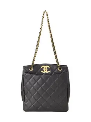 CHANEL Quilted Caviar 'CC' Turnlock Tote