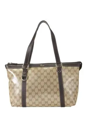 Gucci Original Gg Crystal D-ring Abbey Zip Tote - Brown