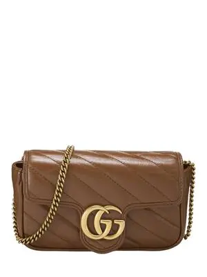 Gucci Leather Gg Marmont Crossbody - Brown