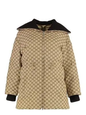 Gucci Gg Fabric Down Jacket - Beige